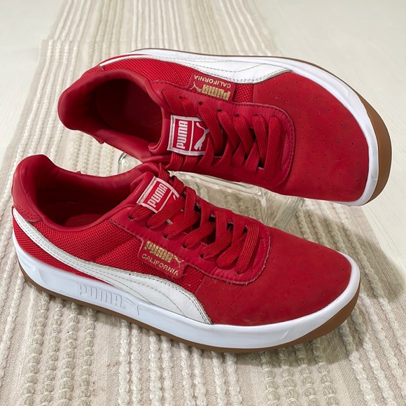Puma | Shoes | Puma California Euro Edition Shoes In Red Leather Mesh ...
